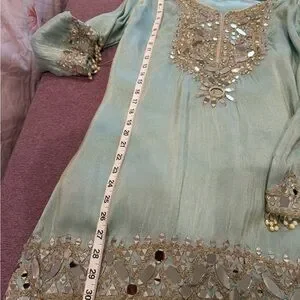 Ethnic Indian Wear | Kurtas | Farshi Salwar Real Mirror Work Suit ...